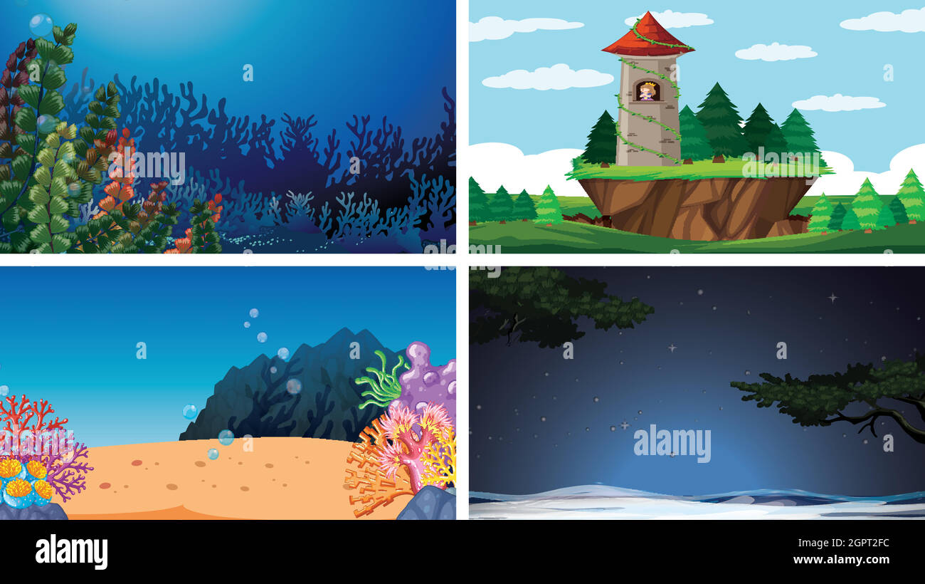 Set of outdoor nature scenes blank empty templates Stock Vector Image ...