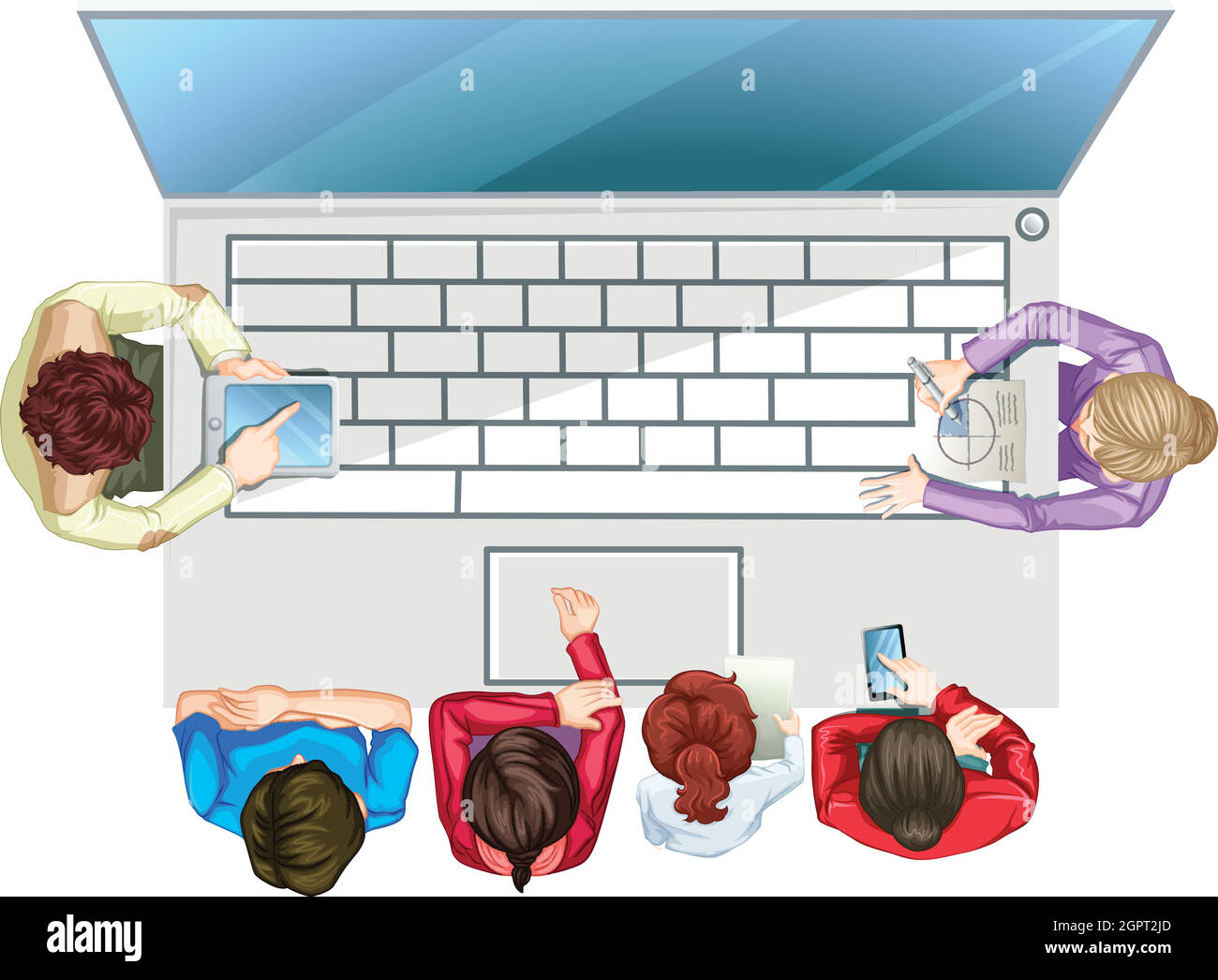 People working at computer Stock Vector Images - Alamy