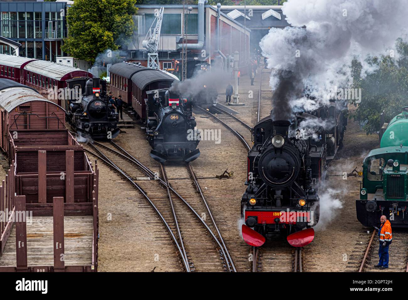 Steam locomotive meeting at the Odense Railway Museum (Jernbanemuseum ...