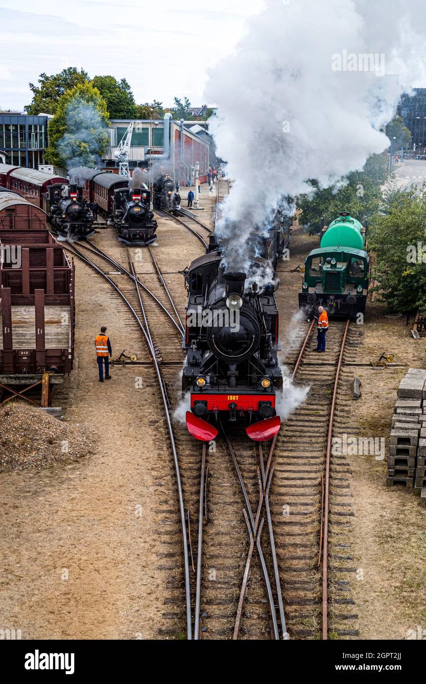 Steam locomotive meeting at the Odense Railway Museum (Jernbanemuseum ...