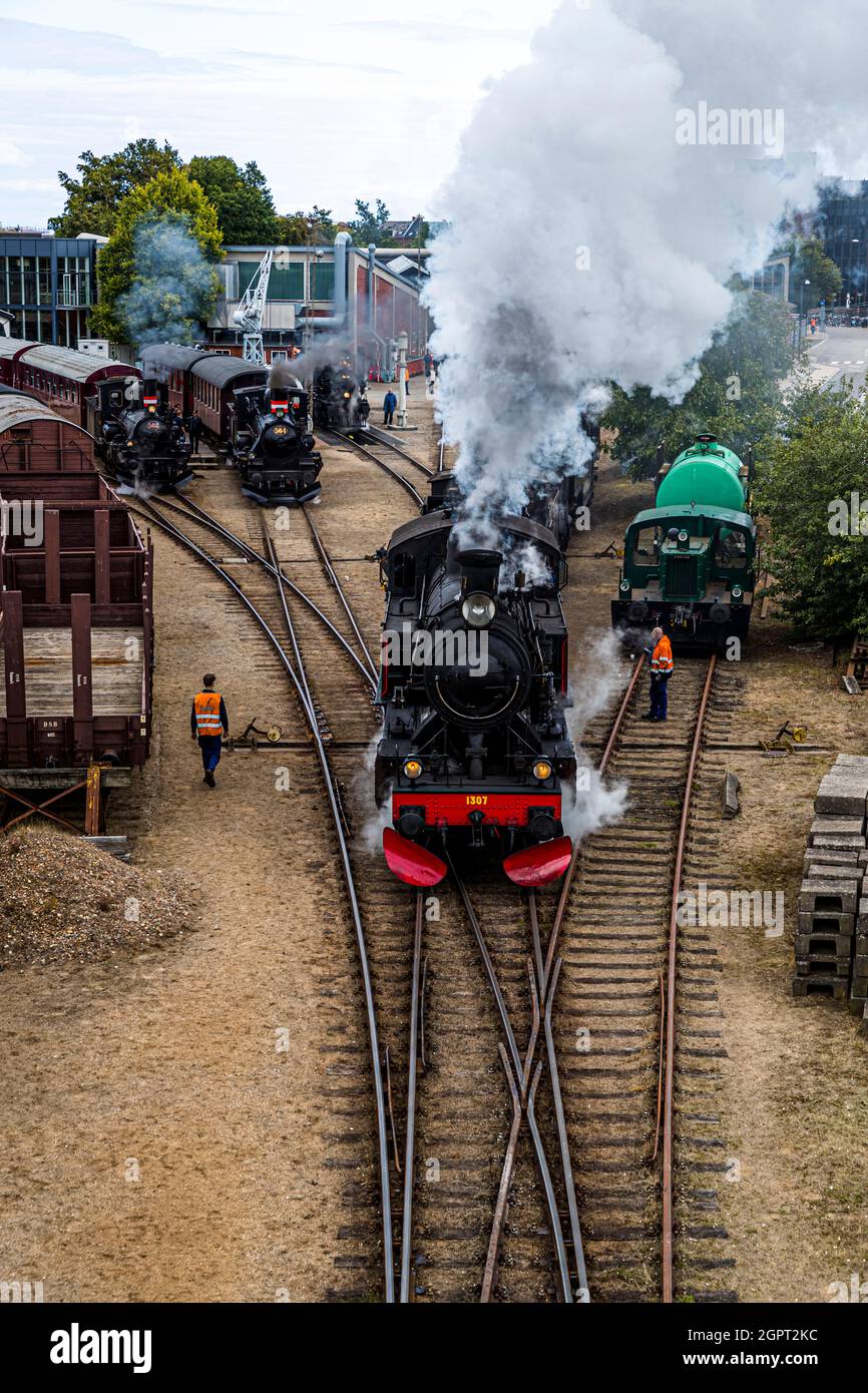 Steam locomotive meeting at the Odense Railway Museum (Jernbanemuseum ...