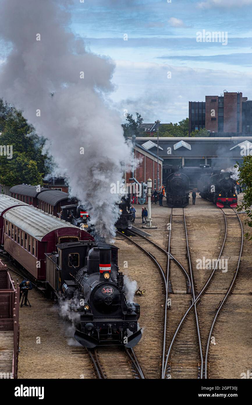 Steam locomotive meeting at the Odense Railway Museum (Jernbanemuseum ...