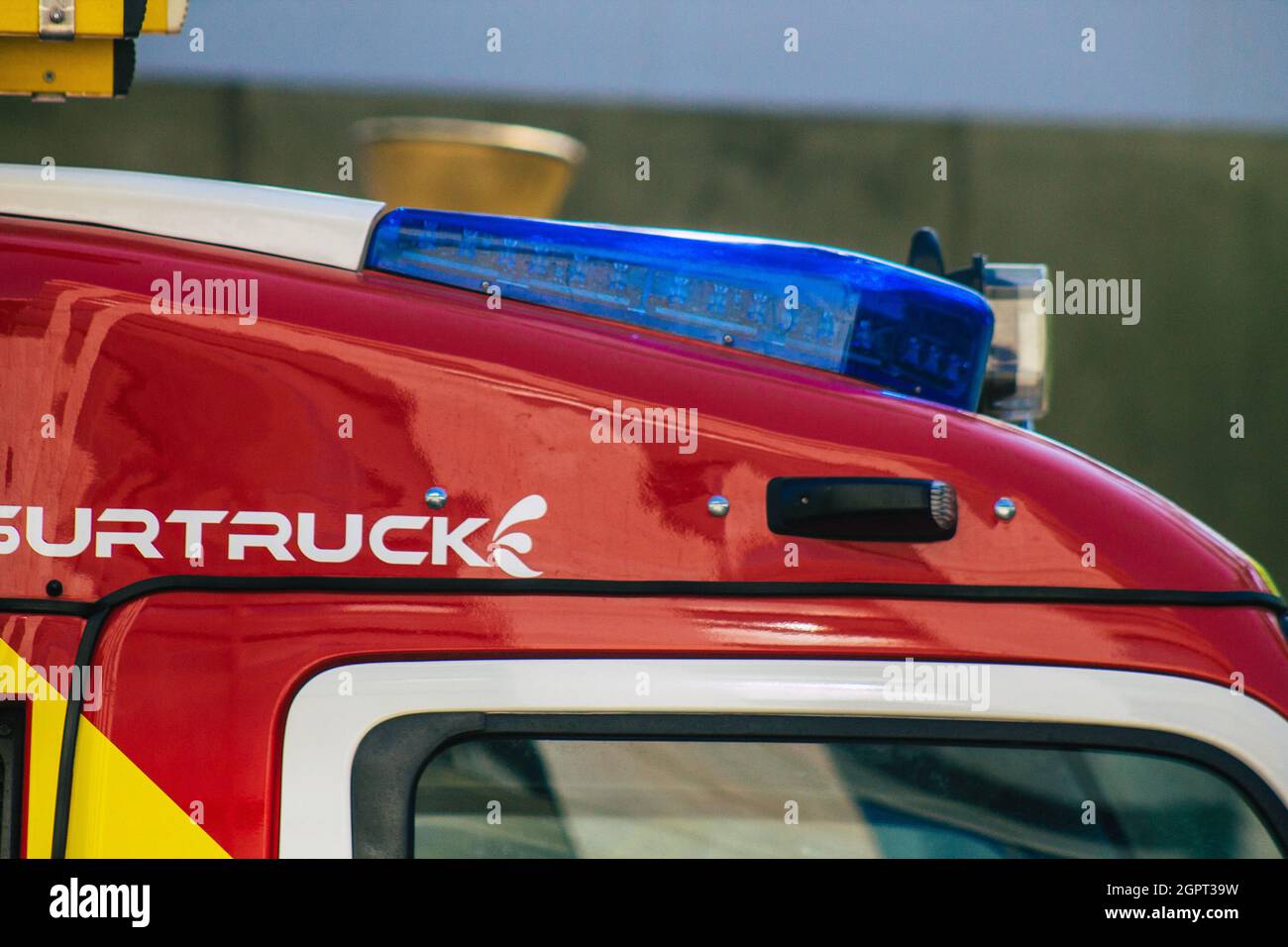 Seville Spain September 28, 2021 Fire engine parked in the streets of ...