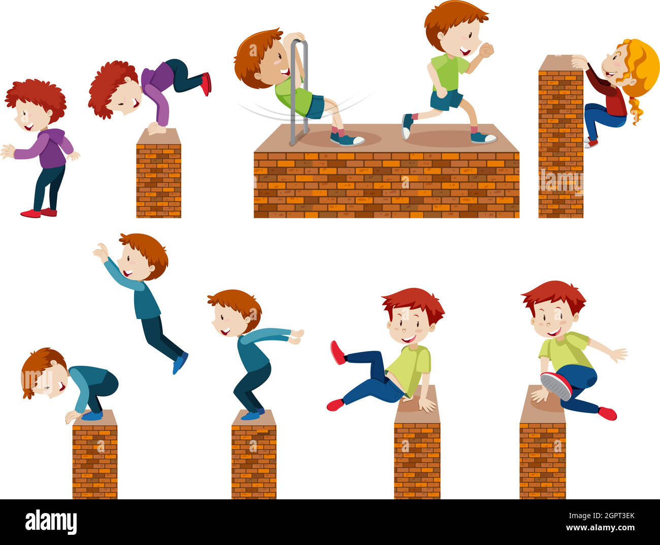 Kids jumping silhouette hi-res stock photography and images - Alamy