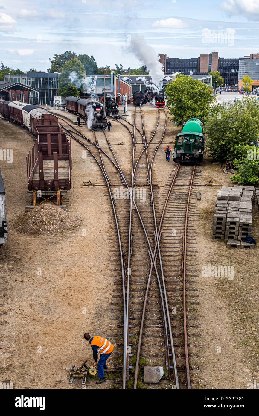 Steam locomotive meeting at the Odense Railway Museum (Jernbanemuseum ...