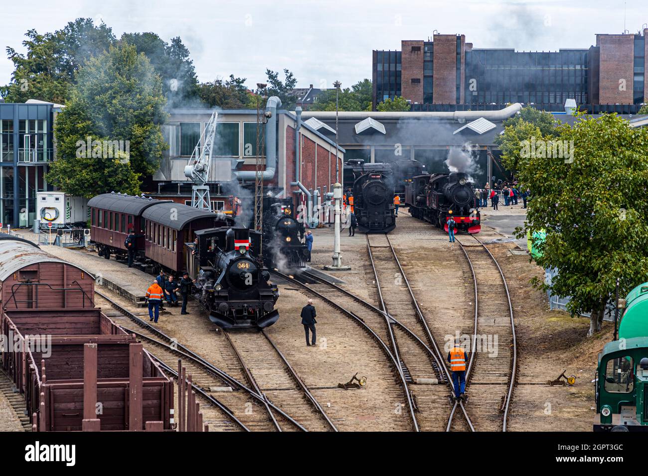 Steam locomotive meeting at the Odense Railway Museum (Jernbanemuseum ...