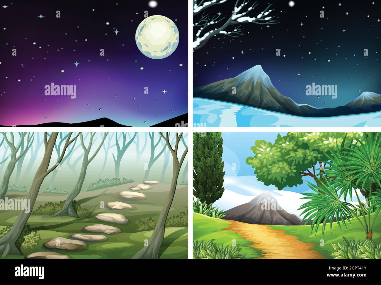 Set of nature landscape Stock Vector Image & Art - Alamy