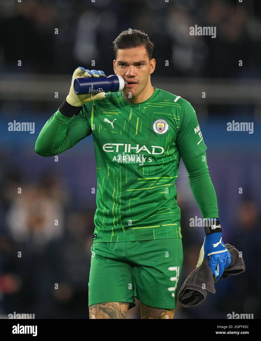 Paris, France. 28th Sep, 2021. Goalkeeper Ederson of Man City during ...
