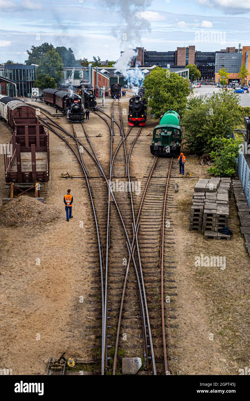 Steam locomotive meeting at the Odense Railway Museum (Jernbanemuseum ...