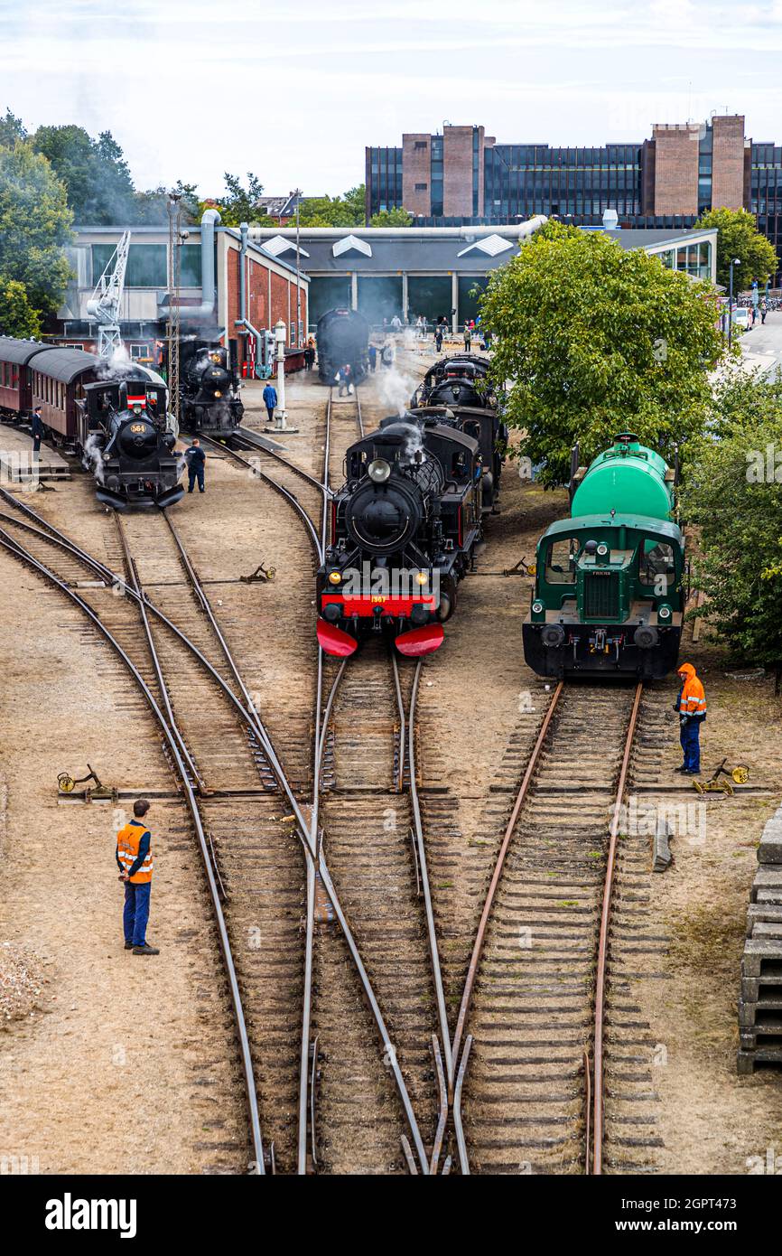 Steam locomotive meeting at the Odense Railway Museum (Jernbanemuseum ...