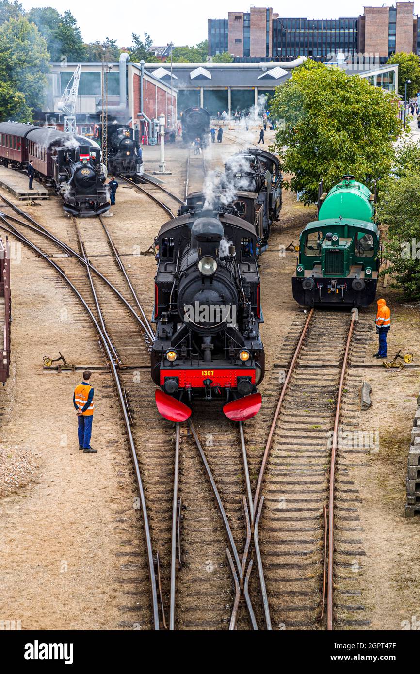Steam locomotive meeting at the Odense Railway Museum (Jernbanemuseum ...