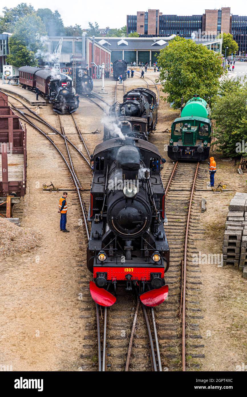 Steam locomotive meeting at the Odense Railway Museum (Jernbanemuseum ...
