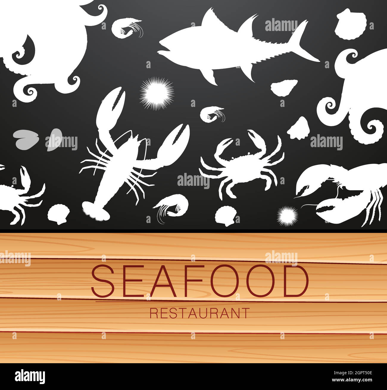 Fresh seafood silhouette template Stock Vector Image & Art - Alamy