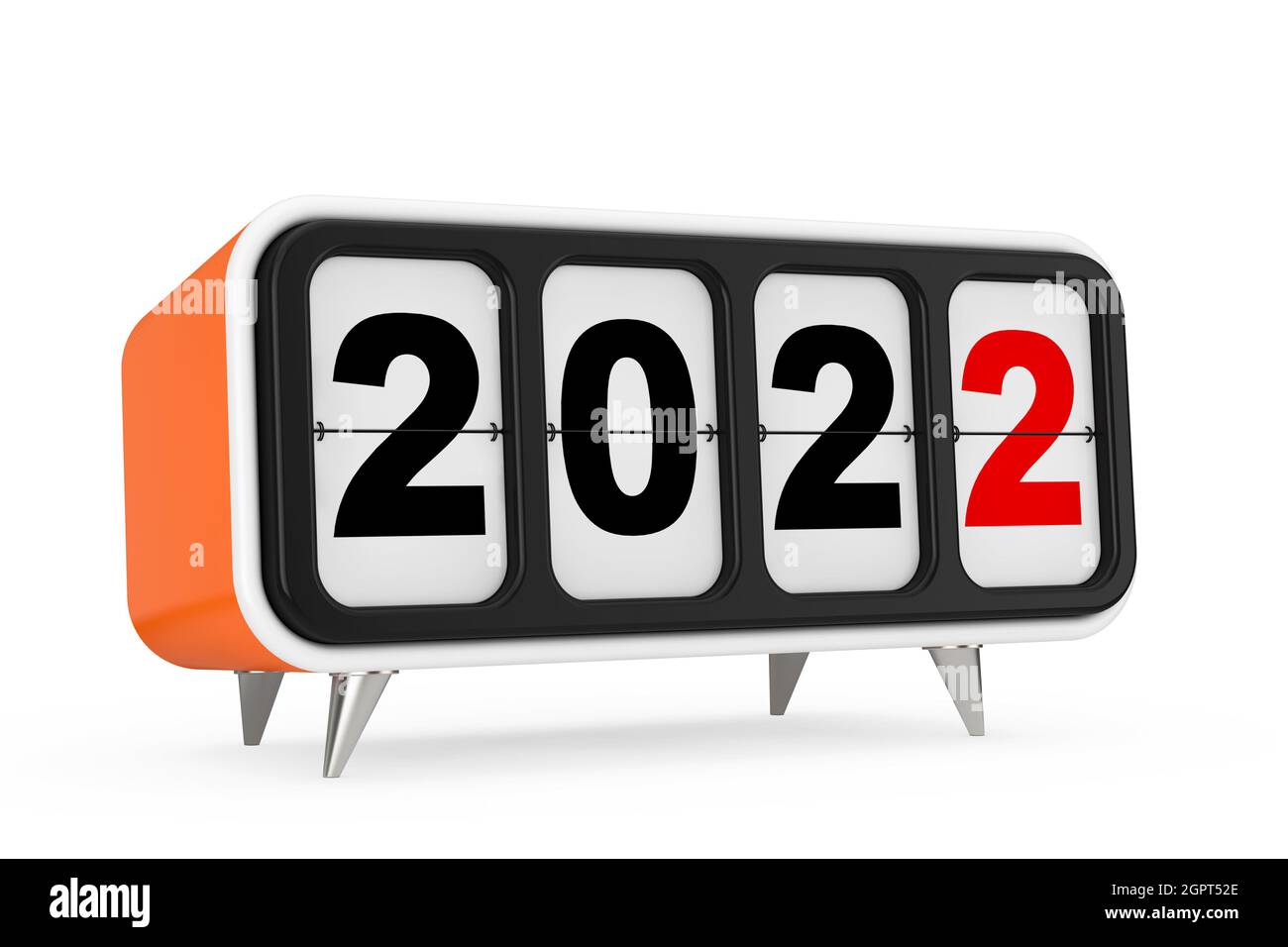 Retro Flip Clock with 2022 New year Sign on a white background. 3d Rendering Stock Photo - Alamy