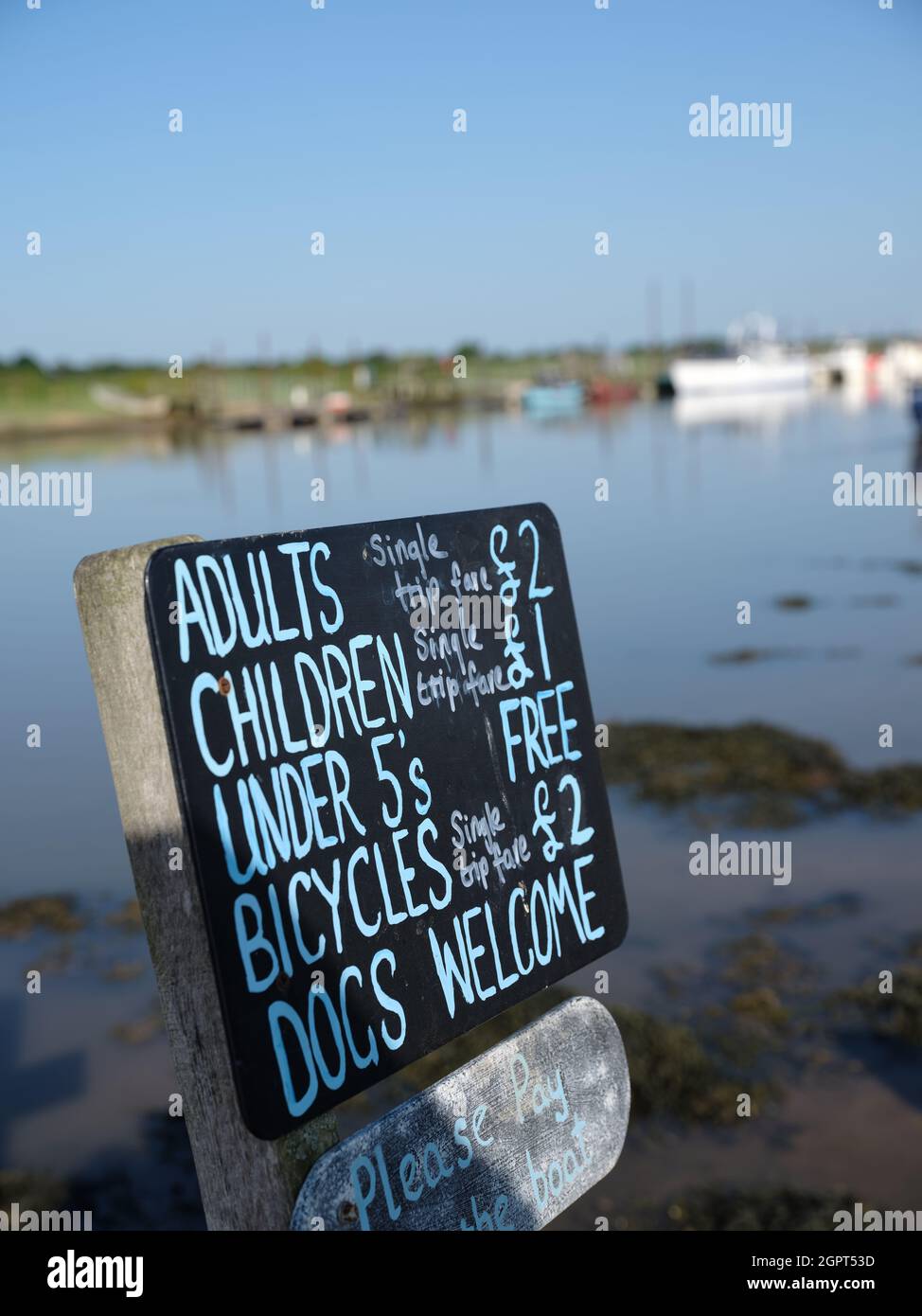 The Blyth river passenger ferry price list in the seaside town of ...