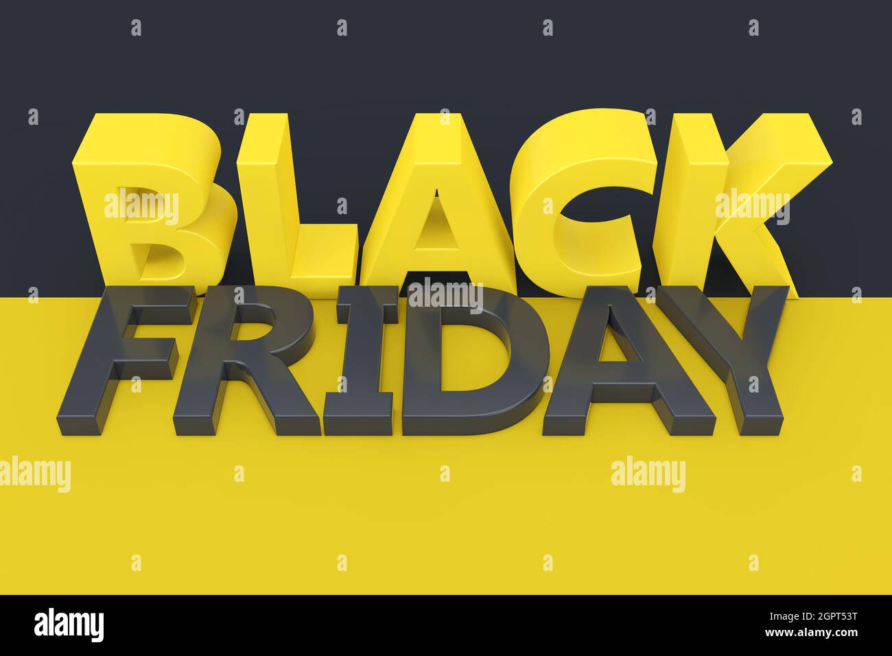 Black Friday Sale Sign in Yellow and Grey Colors extreme closeup. 3d ...