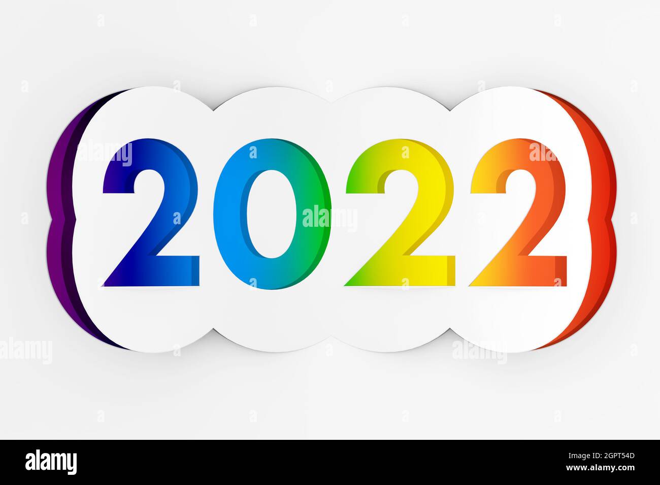 2022 Happy New Year Sign Cut from Paper on a white background. 3d ...