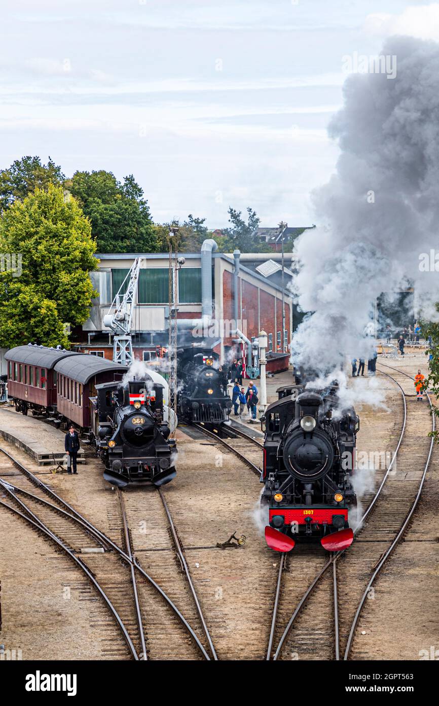 Steam locomotive meeting at the Odense Railway Museum (Jernbanemuseum ...