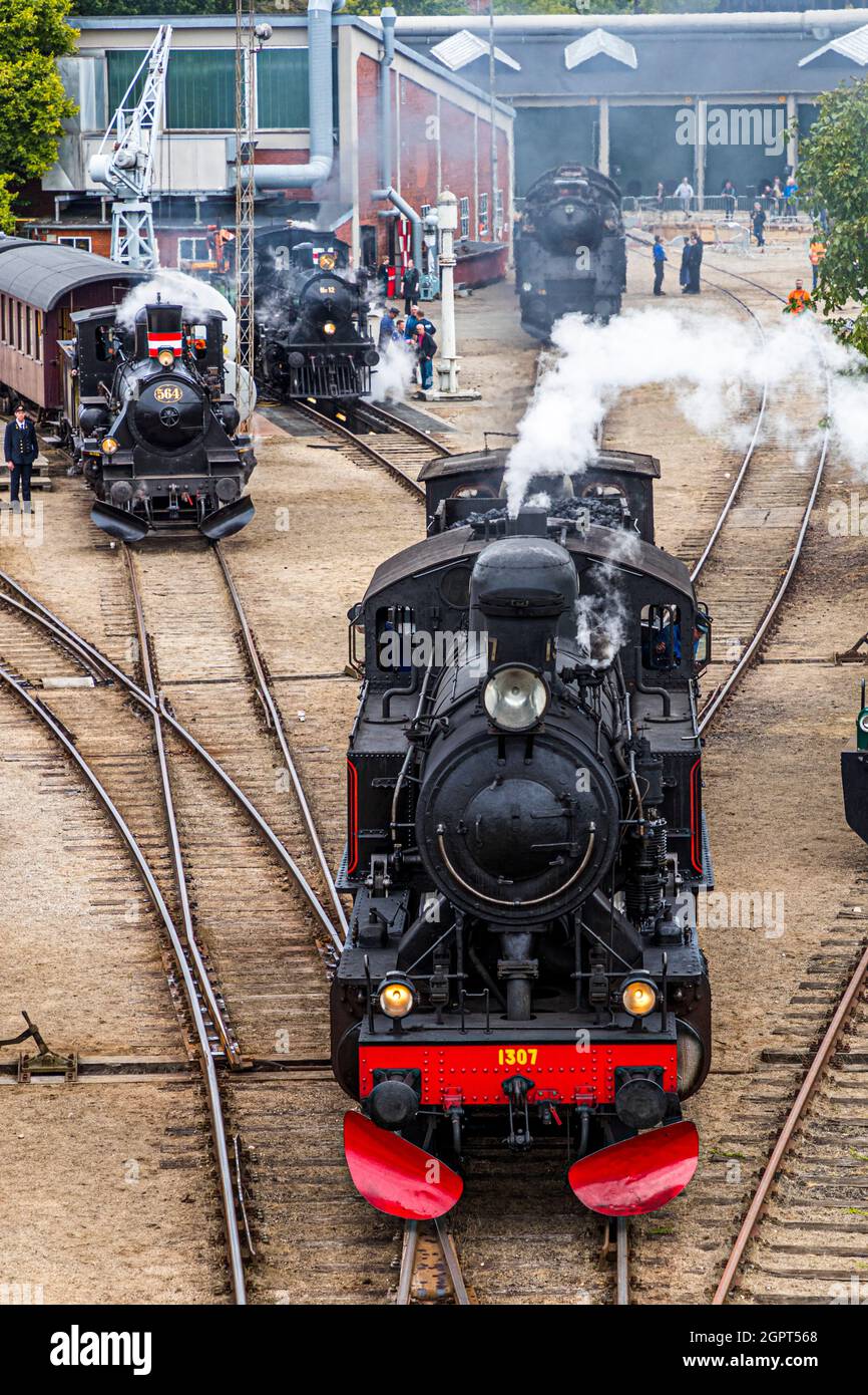 Steam locomotive meeting at the Odense Railway Museum (Jernbanemuseum ...