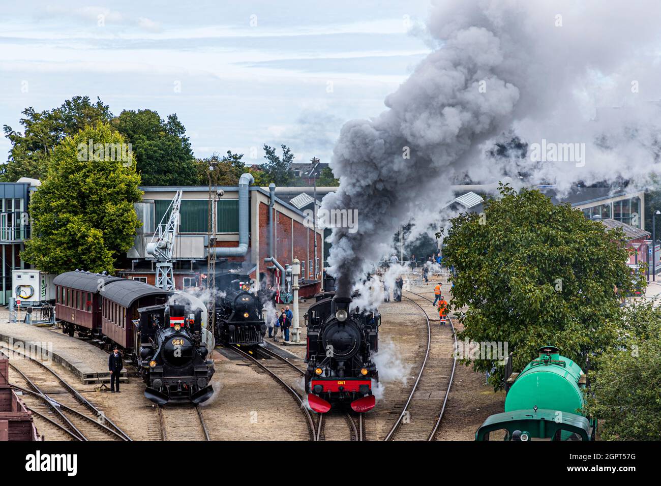 Steam locomotive meeting at the Odense Railway Museum (Jernbanemuseum ...