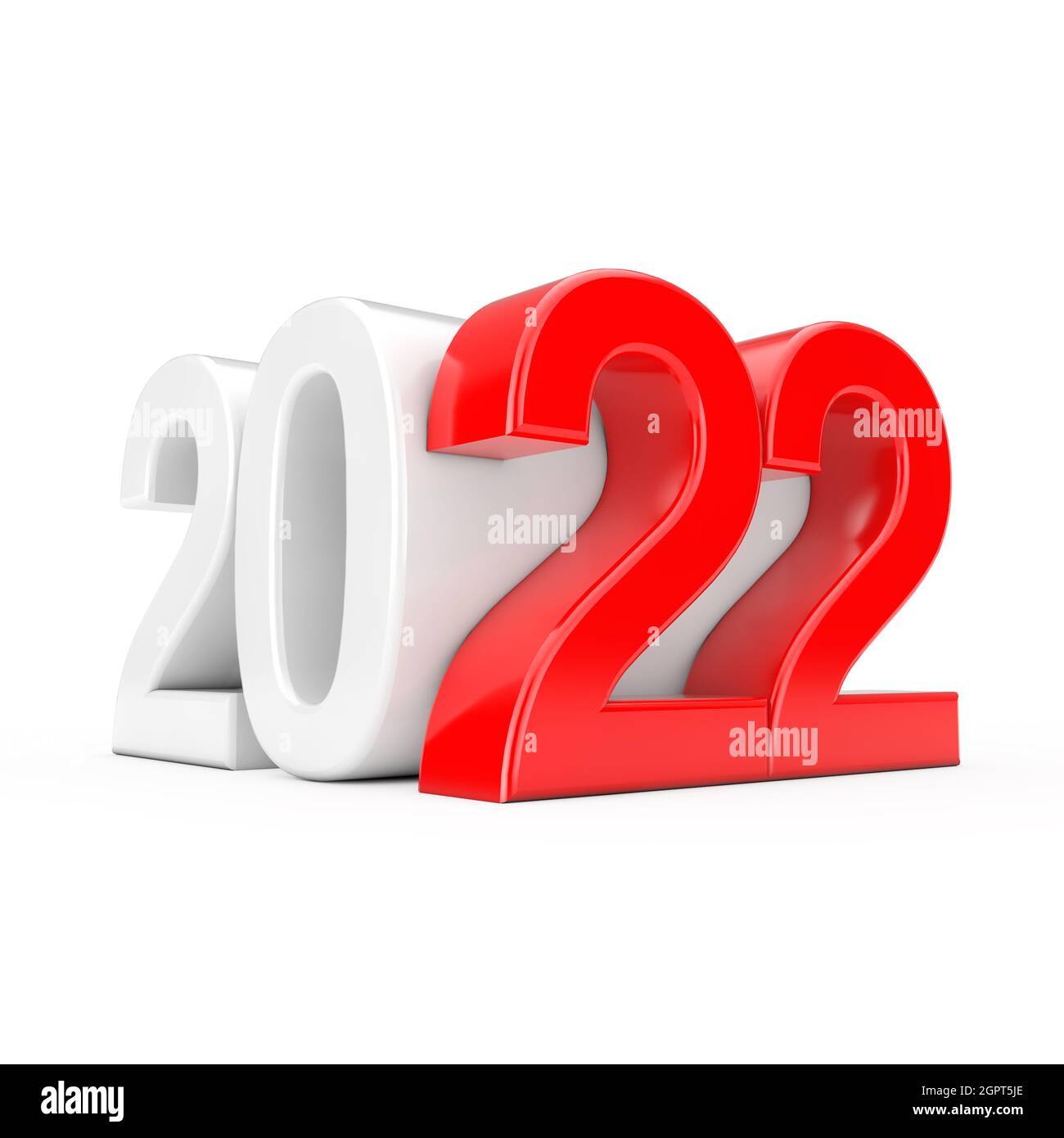 Happy New 2022 Year Sign as Cube on a white background. 3d Rendering ...
