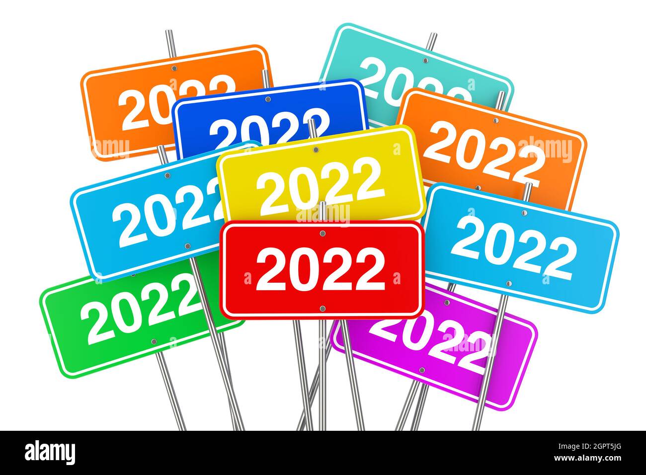 2022 New Year Color Signs on a white background. 3d Rendering Stock ...