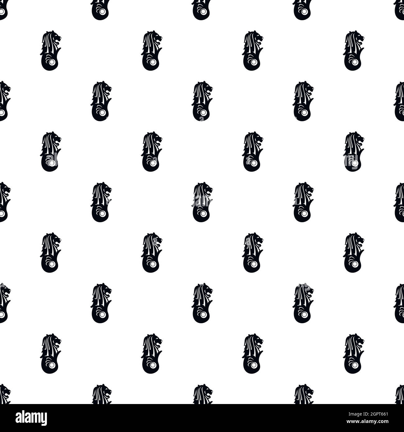 Statue of lion fish Merlion pattern, simple style Stock Vector Image ...