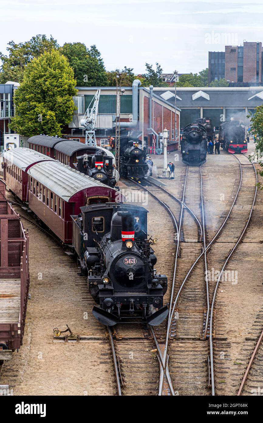 Steam locomotive meeting at the Odense Railway Museum (Jernbanemuseum ...