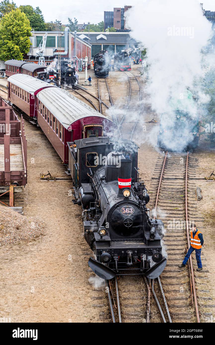 Steam locomotive meeting at the Odense Railway Museum (Jernbanemuseum ...