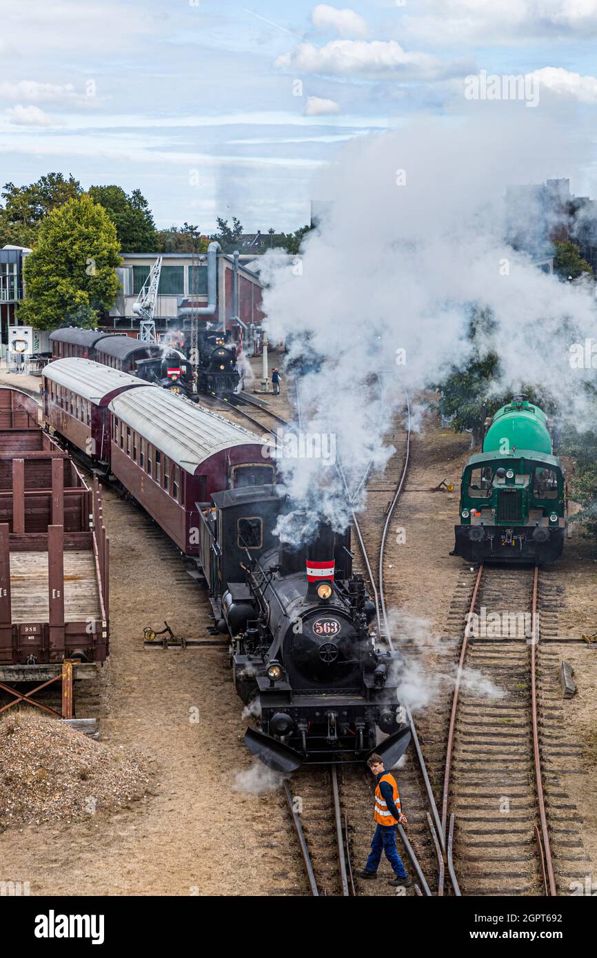 Steam locomotive meeting at the Odense Railway Museum (Jernbanemuseum ...