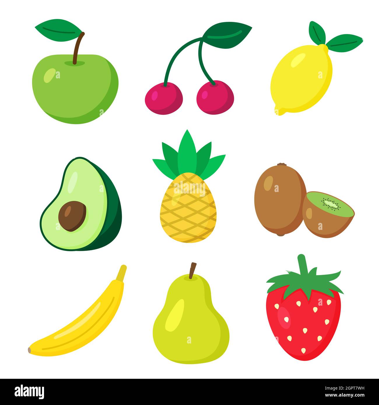 Lemon apple orange banana pear Stock Vector Images - Alamy