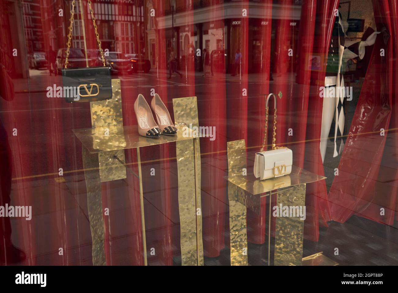 Window display in shops in fashionable Sloane street in Kensington ...
