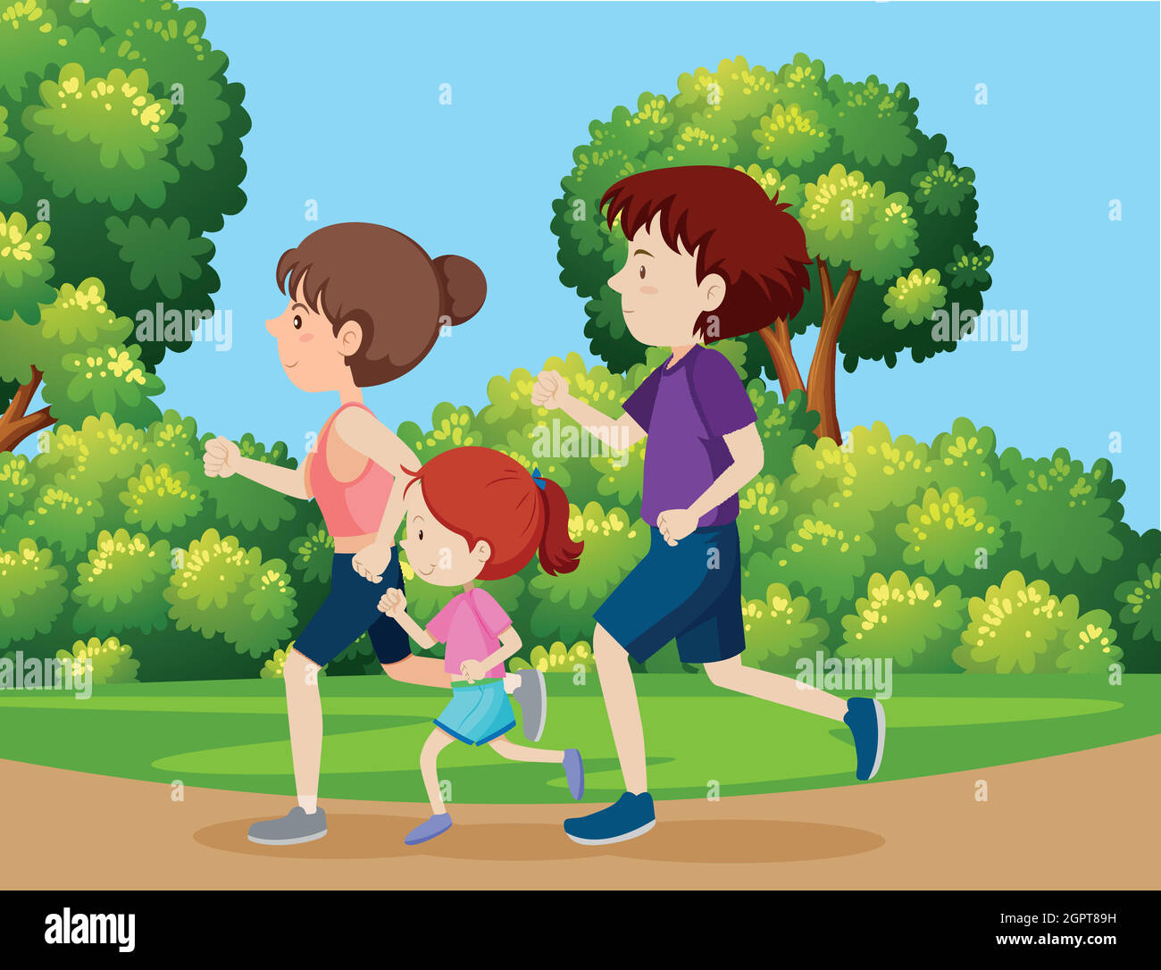 Family Running Clipart
