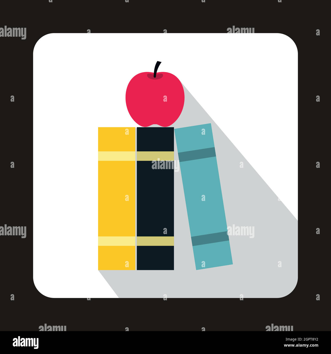 Stack of books and red apple icon, flat style Stock Vector Image & Art ...