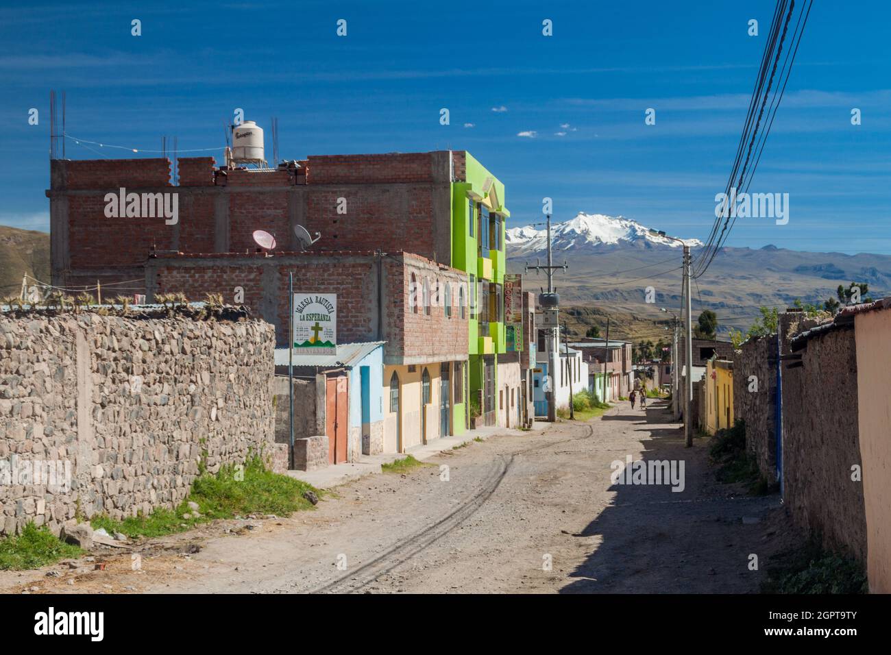 CHIVAY, PERU - MAY 29, 2015: Street in Chivay village, near Colca ...