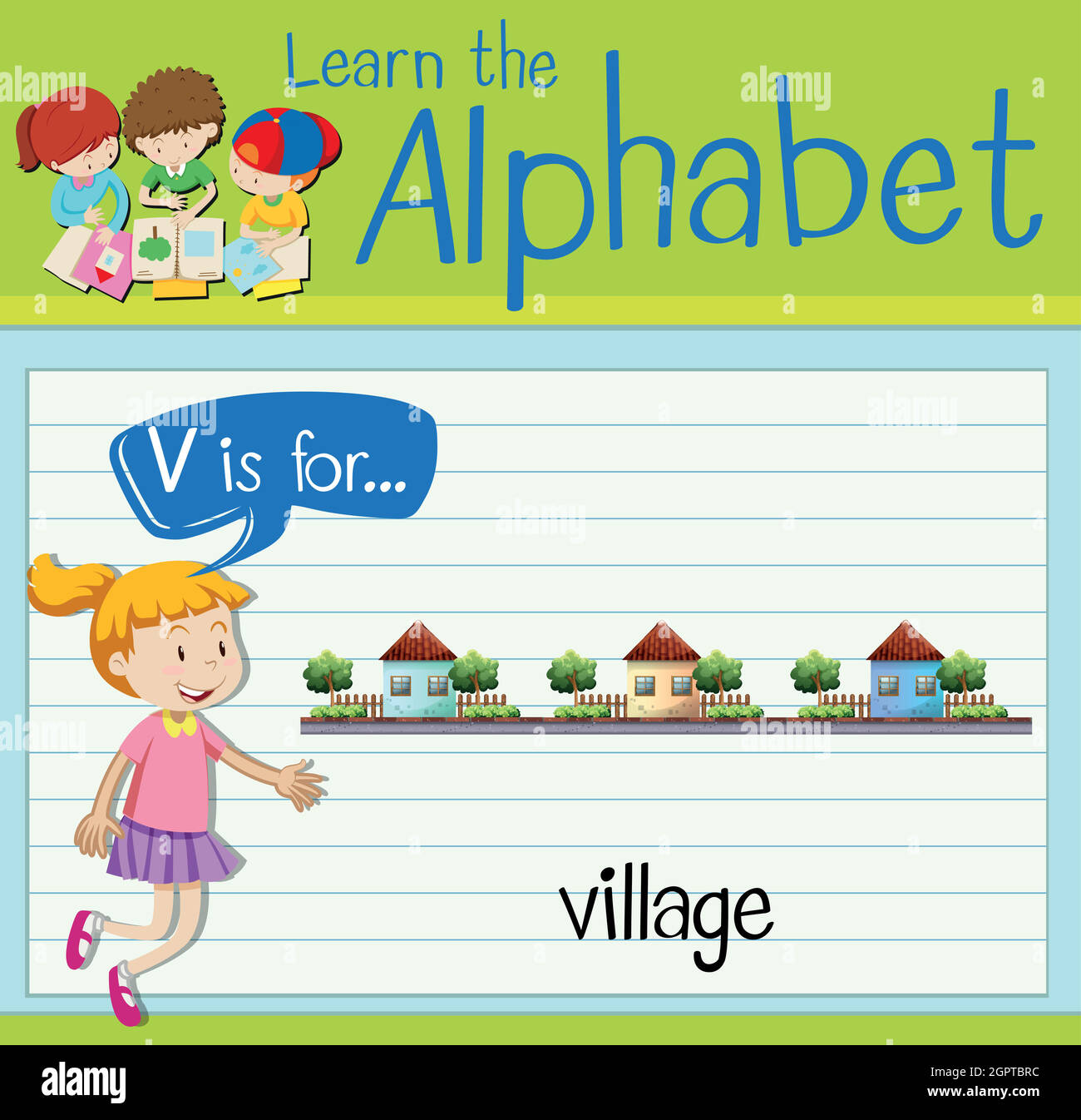 Flashcard letter V is for village Stock Vector Image & Art - Alamy