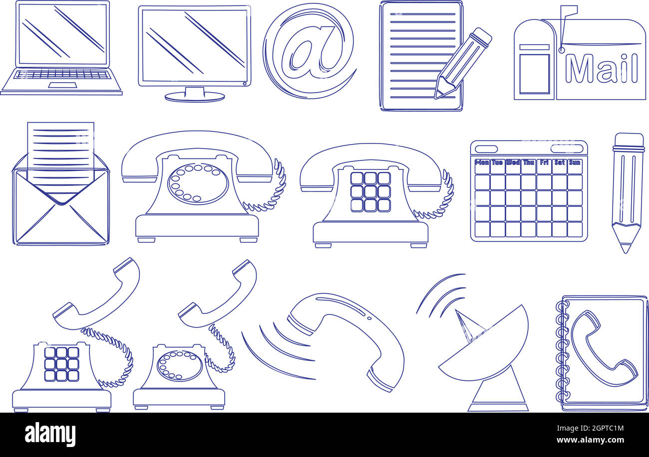 Doodle design of the different tools for communication Stock Vector ...