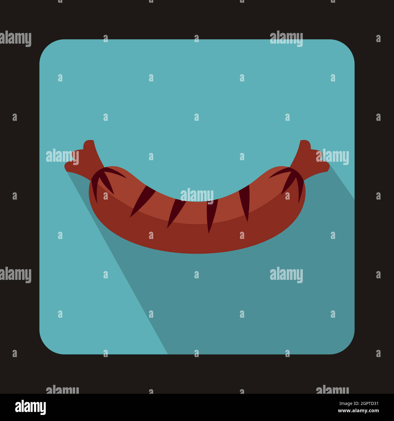Grilled sausage icon in flat style Stock Vector Image & Art - Alamy