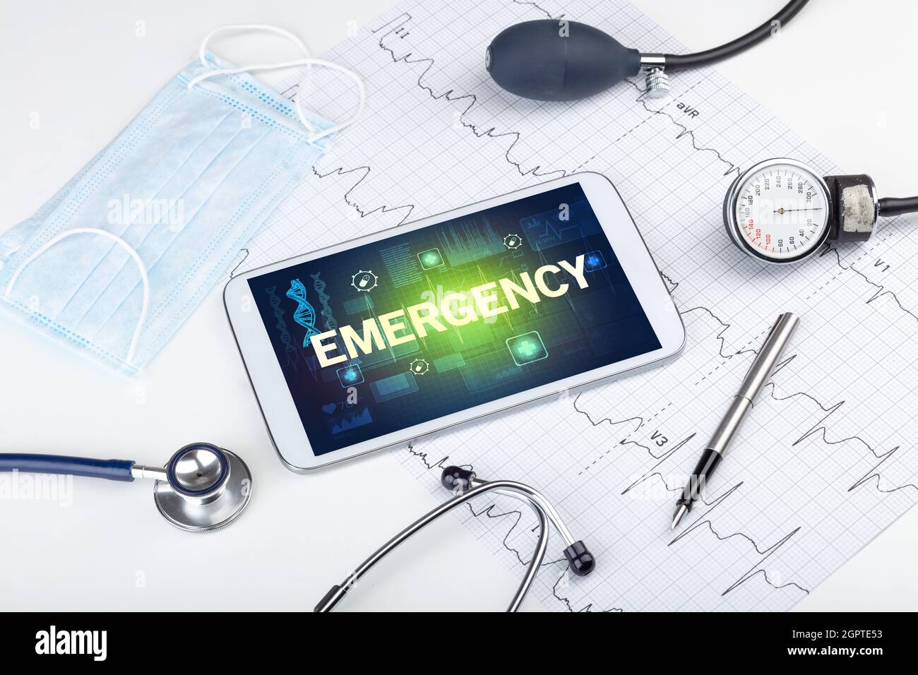Tablet pc and medical stuff Stock Photo - Alamy