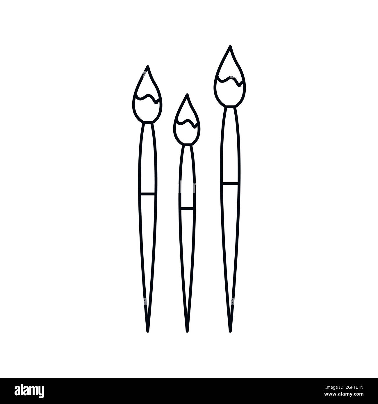 Three brushes for painting icon, outline style Stock Vector Image & Art ...