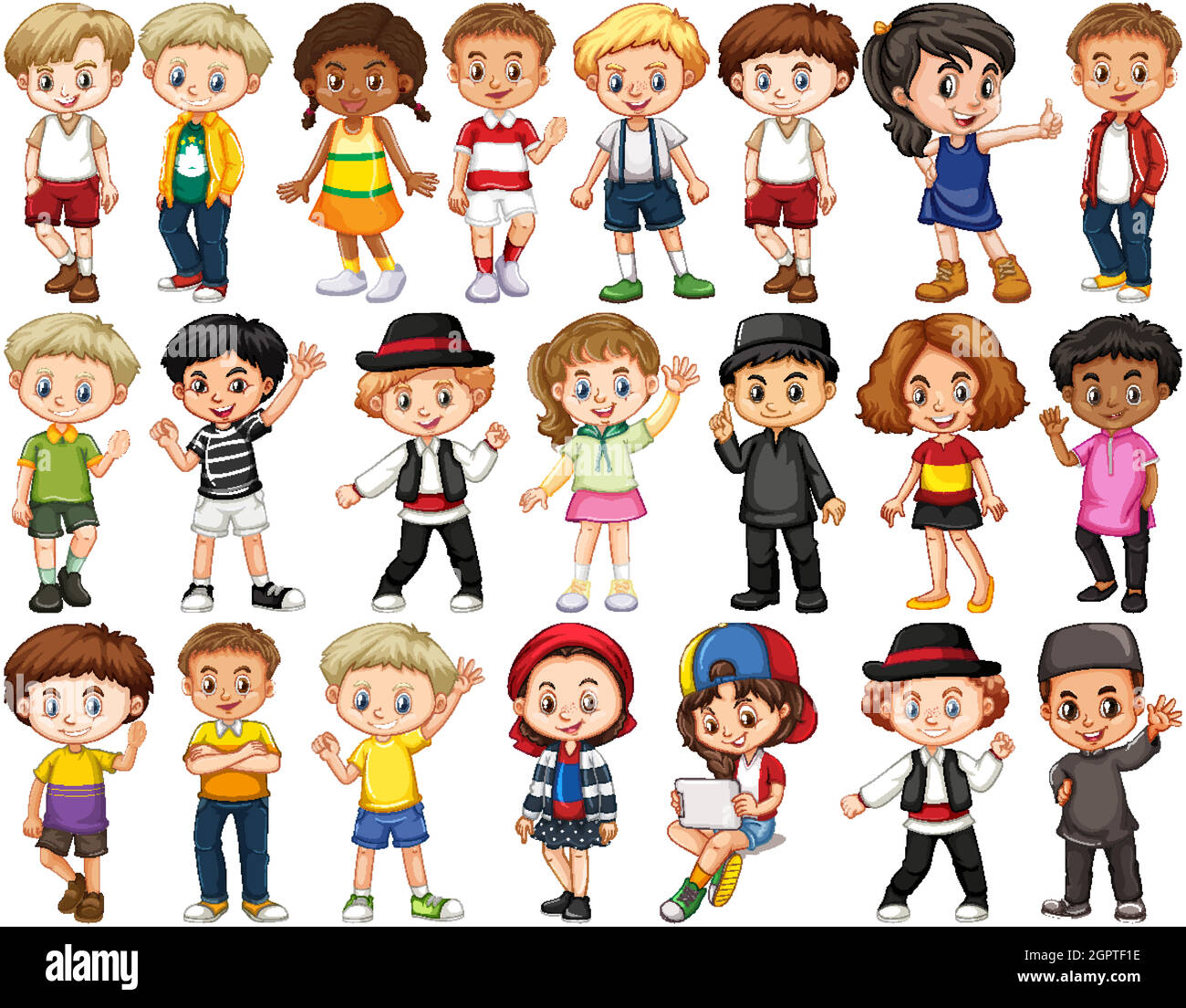 Set of happy children waving hands Stock Vector Image & Art - Alamy