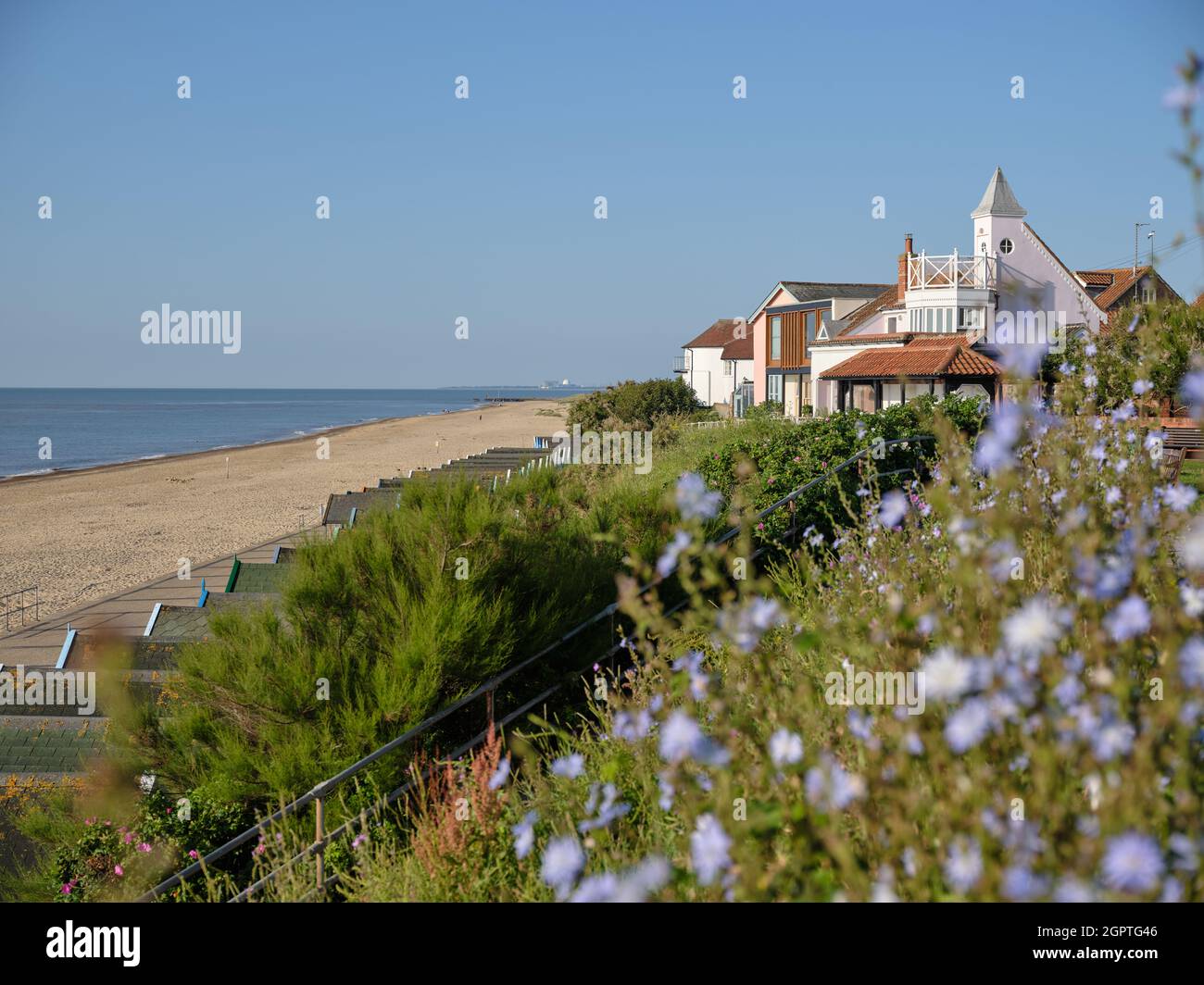 The summer seaside town of Southwold and beach on the Suffolk Heritage ...