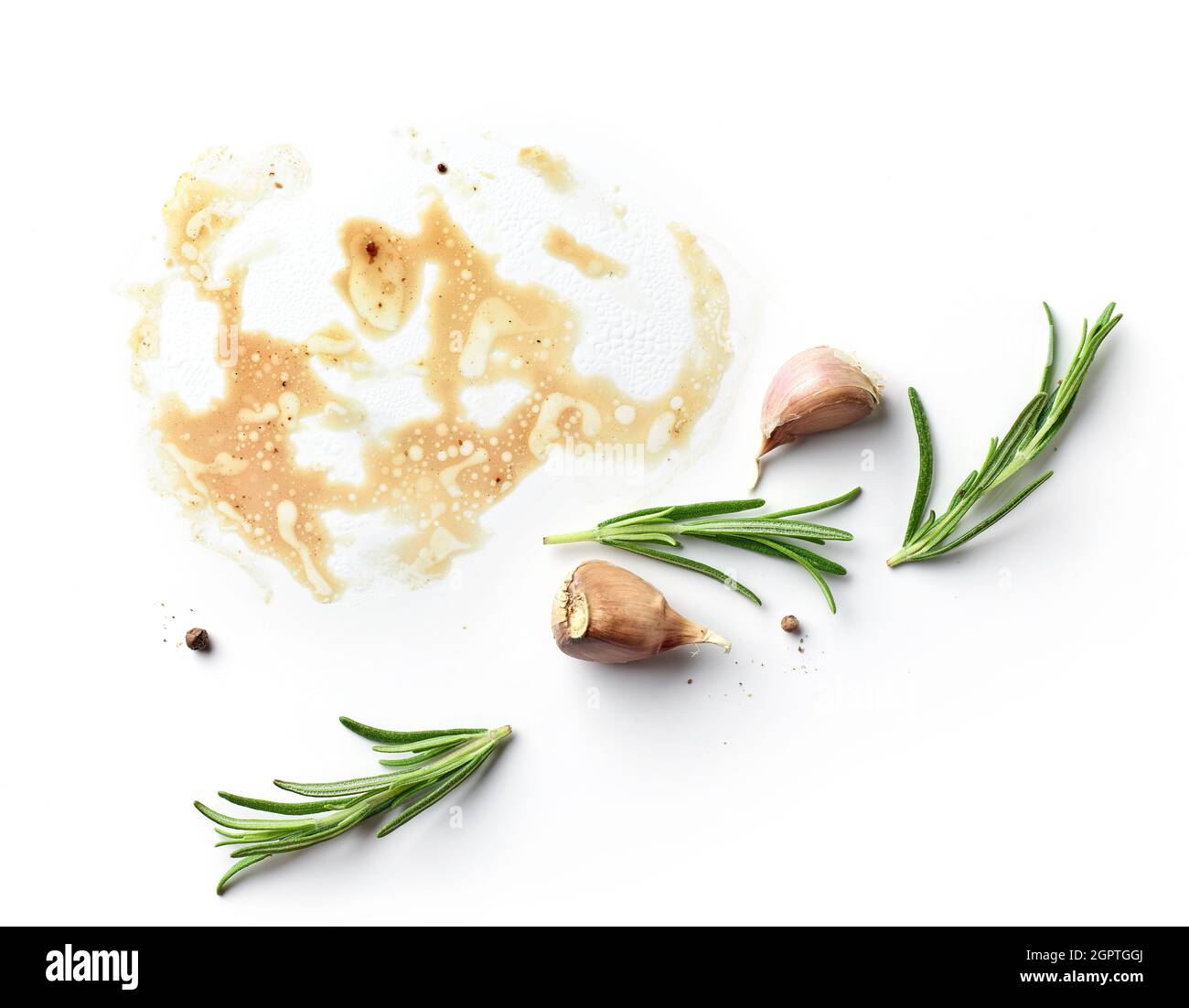 Fat leftover from delicious entrecote steak, isolated on white ...