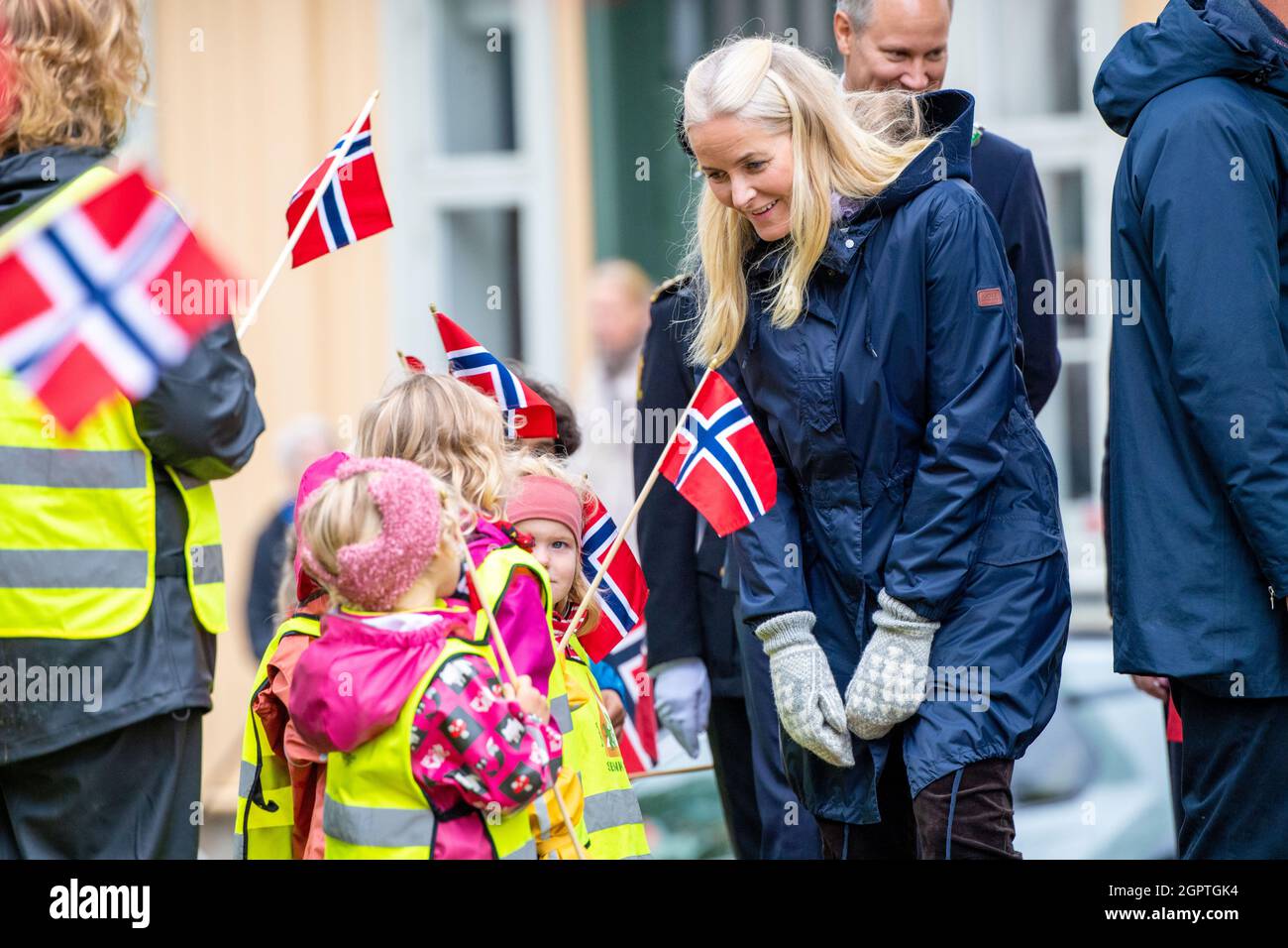 Crown Princess Mette-Marit of Norway during a visit to Fredrikstad ...