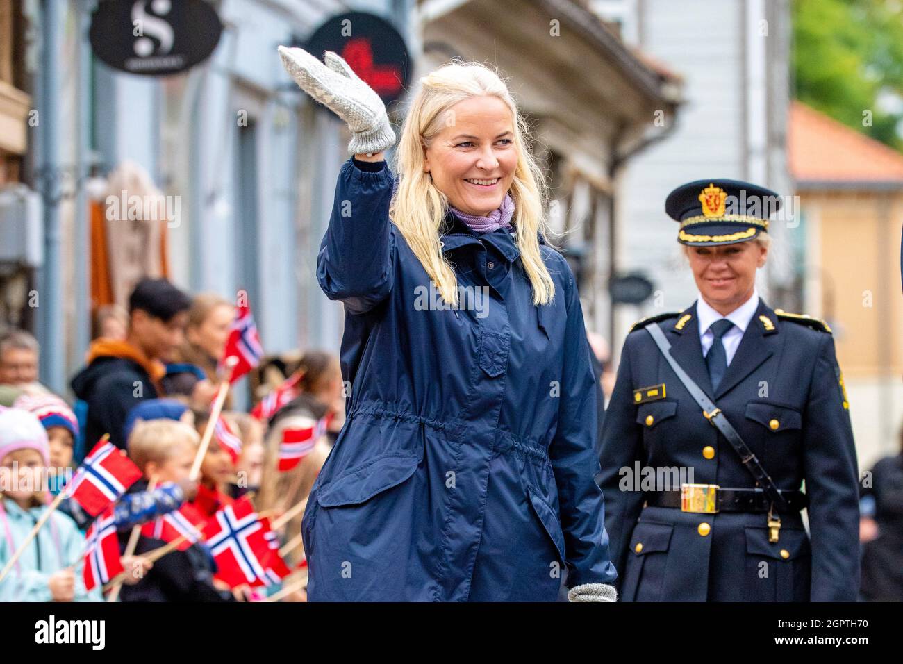 Crown Princess Mette-Marit of Norway during a visit to Fredrikstad ...