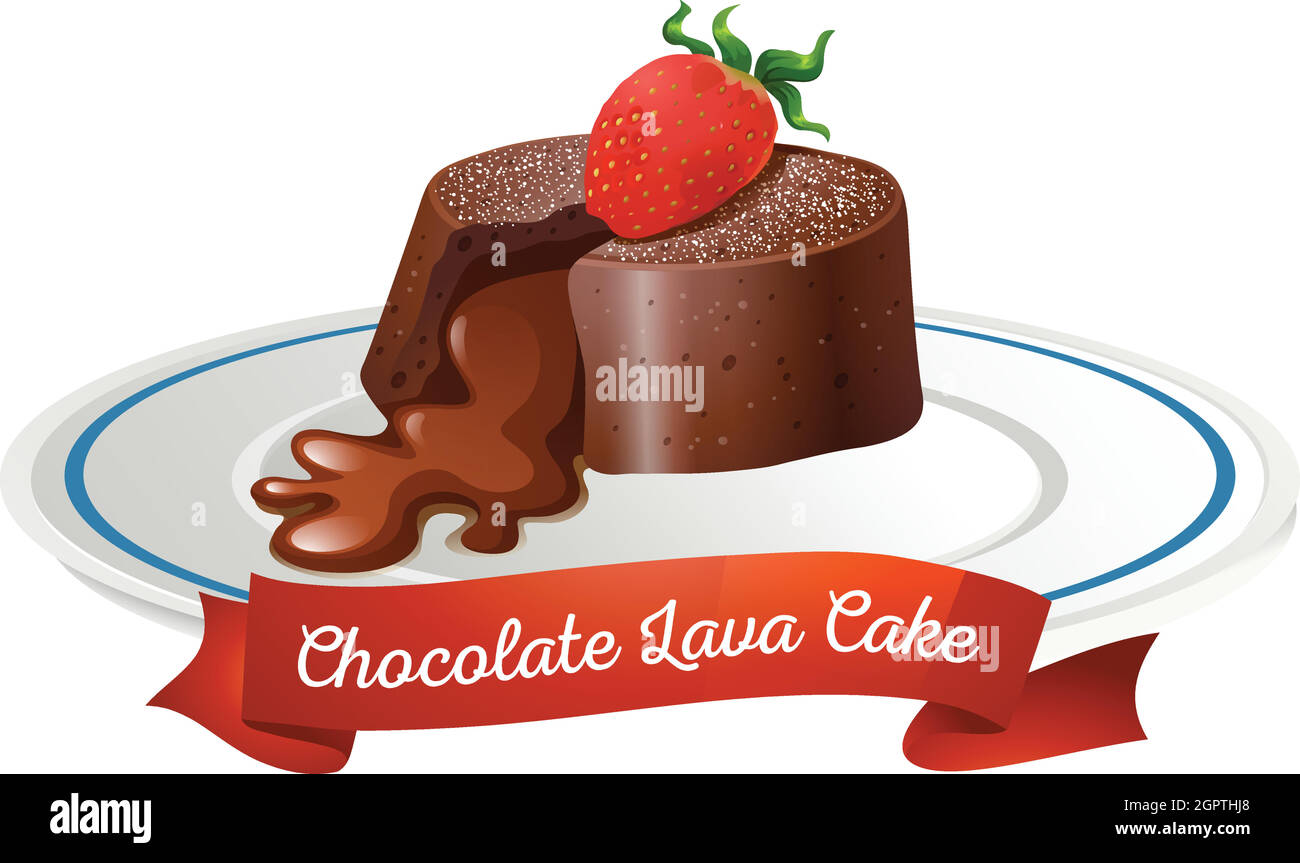 Chocolate lava cake on plate Stock Vector Image & Art - Alamy