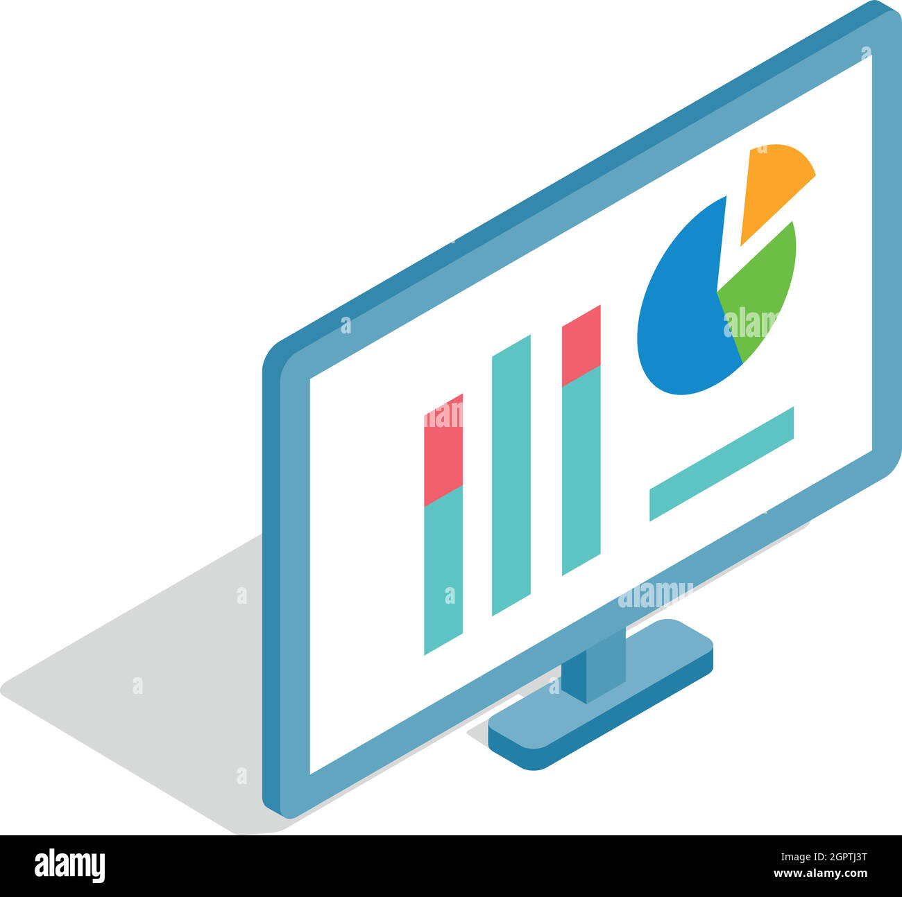 Monitor with charts icon, isometric 3d style Stock Vector Image & Art ...