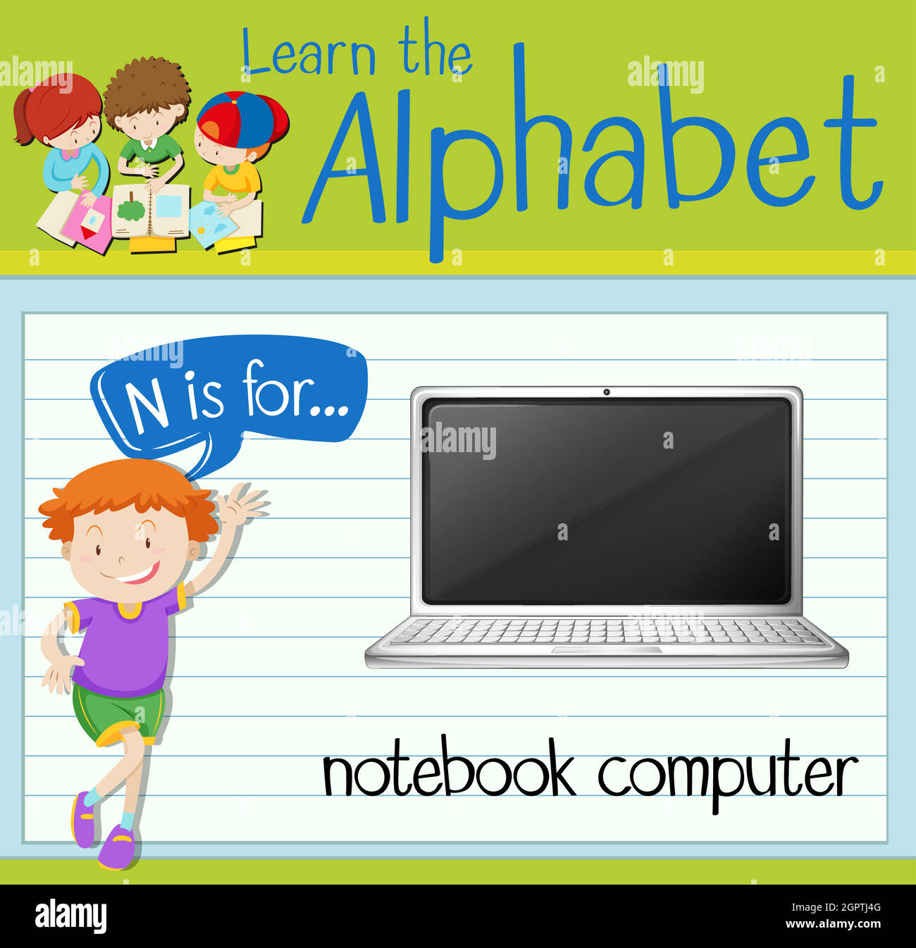 Flashcard letter N is for notebook computer Stock Vector Image & Art ...