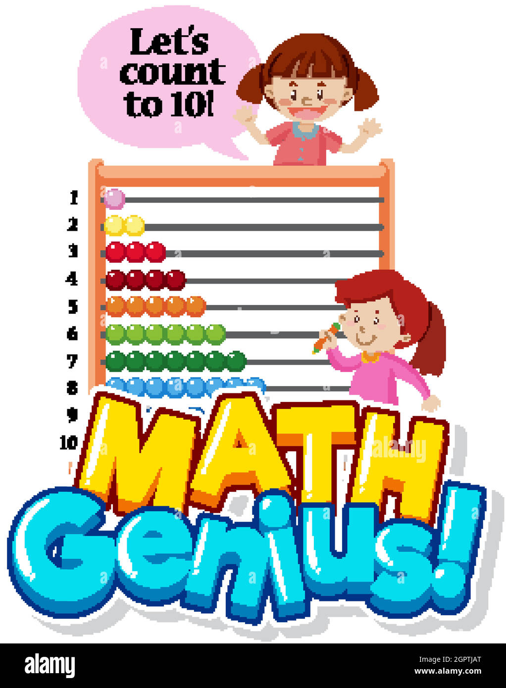 Font design for math genius with two girls counting Stock Vector Image ...