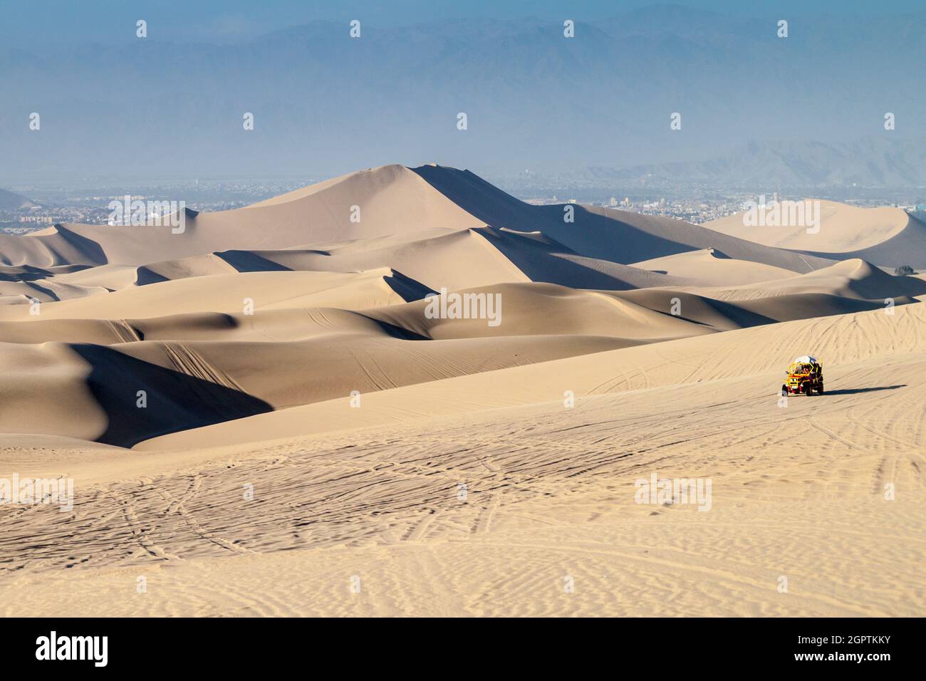 Dune buggy rides the sand dunes in Huacachina desert, Peru Stock Photo ...